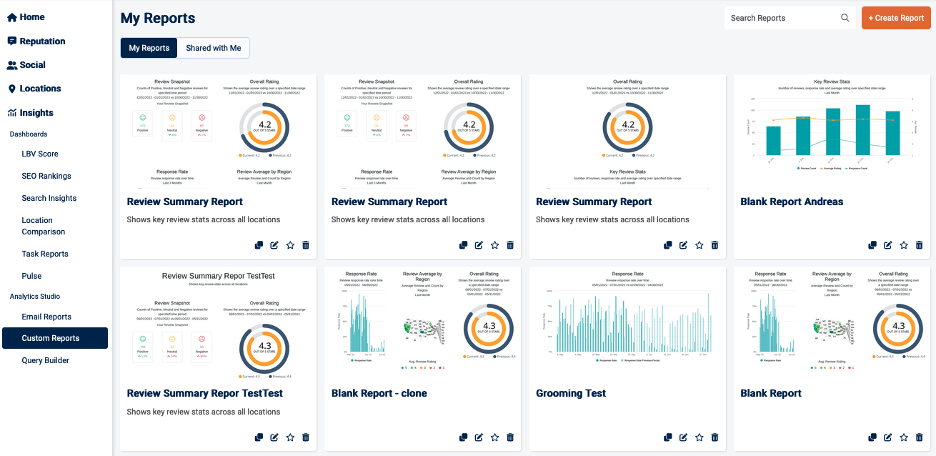 Storing and Accessing Information in MyReports