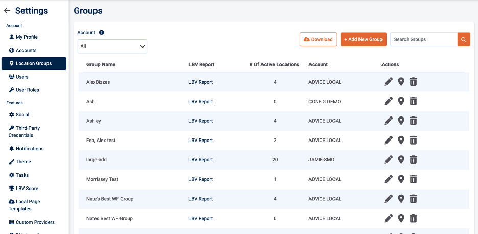 Using Location Groups