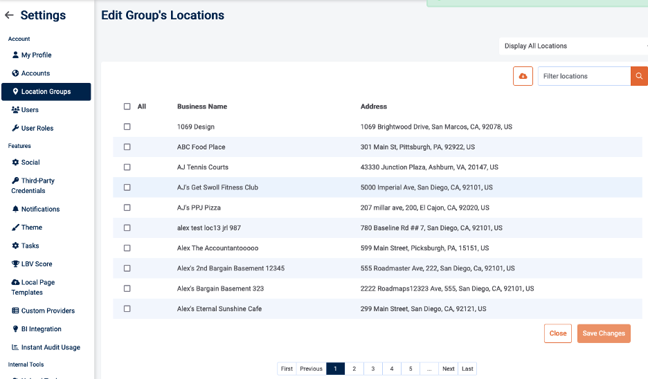 Using Location Groups