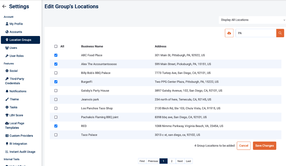 Using Location Groups