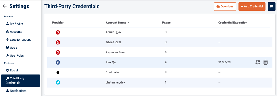 Managing Third-party Credentials