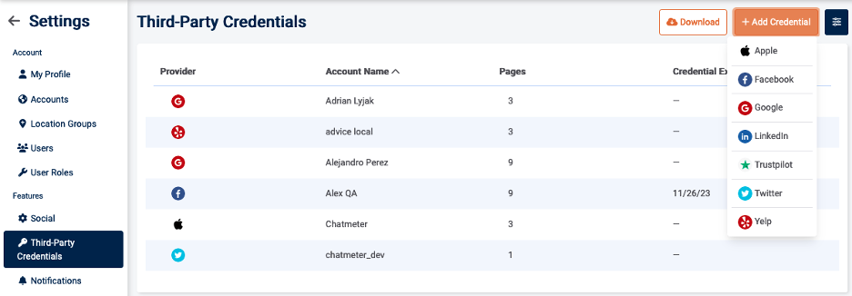 Managing Third-party Credentials