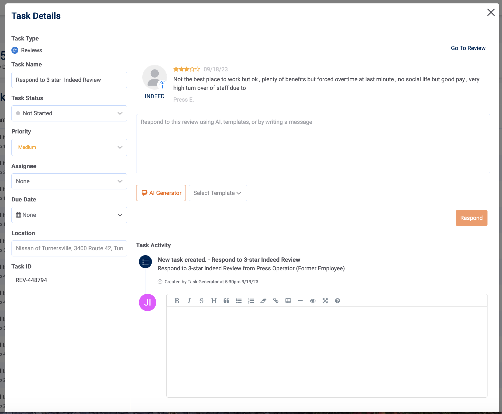 Using the Tasks Page to Monitor and Manage Tasks