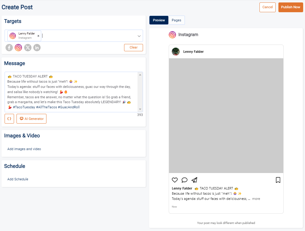 Creating, Scheduling, and Publishing Social Posts